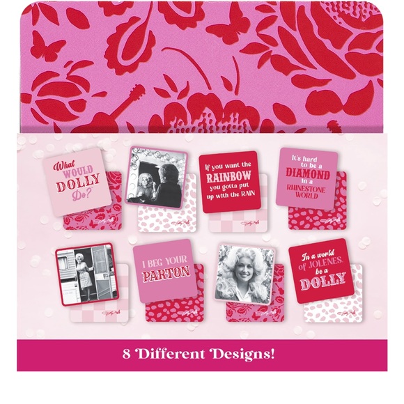 Dining | Dolly 8 Ct Double Sided Coasters Dolly Parton Pink Red Gray ...